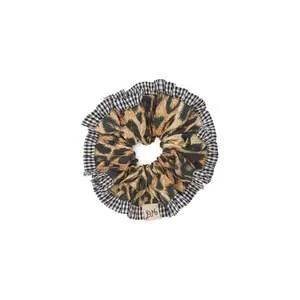 DAMSON MADDER Frill Edge Print Scrunchie - Leopard