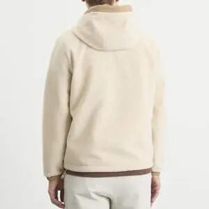 Moncler Teddy Fleece Zip-up Hooded Fleece - Beige