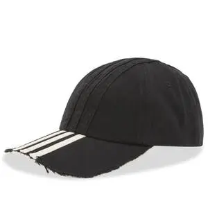 Y3 Distressed Stripe Cap - Black
