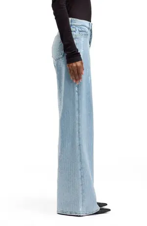 7 For All Mankind Lotta Sequin Wide Leg Stretch Jeans - Shimmer