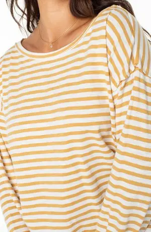Roxy Striped Dolman-sleeve Pullover - Curry