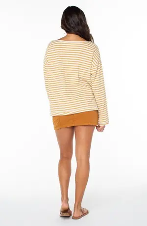 Roxy Striped Dolman-sleeve Pullover - Curry