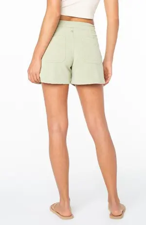 Roxy Drawstring Stretch-cotton Shorts - Sage