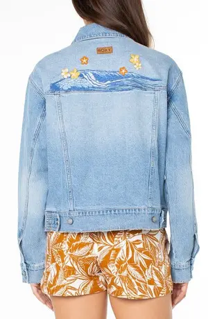 Roxy Embroidered Denim Trucker Jacket