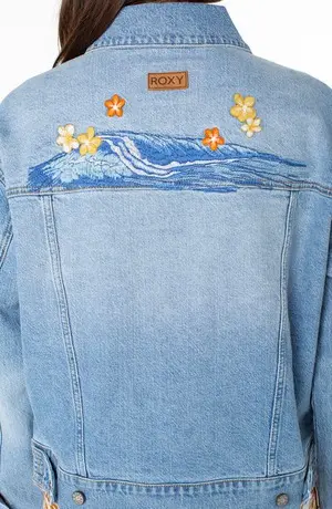 Roxy Embroidered Denim Trucker Jacket