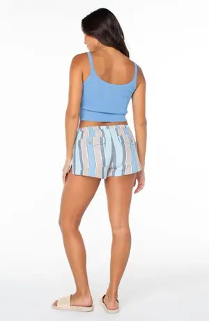 Roxy Iyla Stripe Drawstring Shorts - Silver Lake