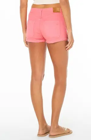 Roxy Lil Sunshine High-waisted Cuffed Shorts - Lantana