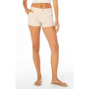 Roxy Lil Sunshine High-waisted Cuffed Shorts - Parchment