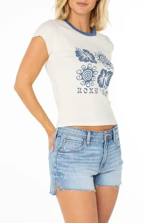 Roxy Hibiscus Swirl 90s Baby Tee - Cloud Dancer