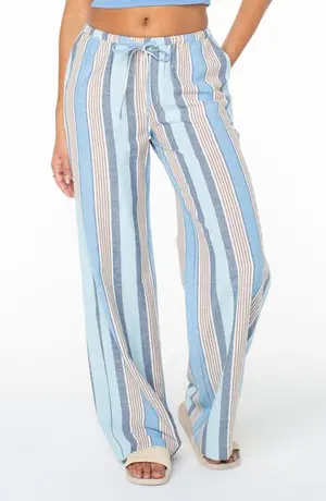 Roxy Iyla Stripe Drawstring Waist Pants - Silver Lake