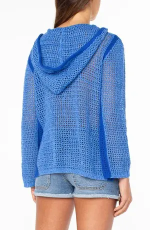 Roxy Open Stitch Hooded Tunic - Blue Horizon