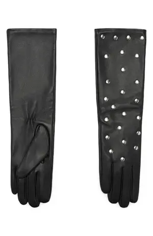 Mango Studded Leather Gloves
