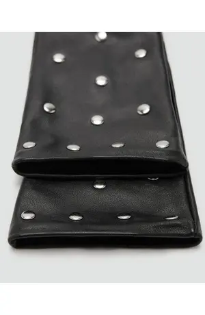 Mango Studded Leather Gloves