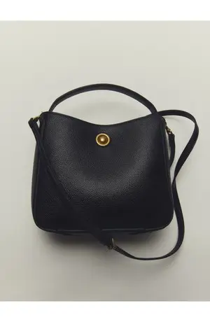 Mango Small Crossbody Bucket Bag - Black