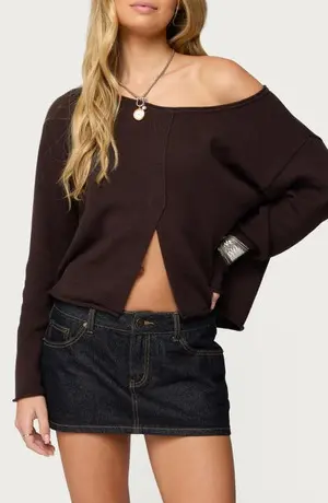 EDIKTED Moyra One-shoulder Knit Sweater