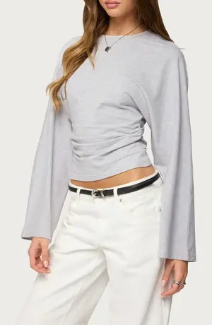 EDIKTED Charlisa Ruched Long Sleeve Crop Top