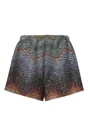 Missoni Mixed Viscose Lamé Shorts With Sequins - Green& Brown