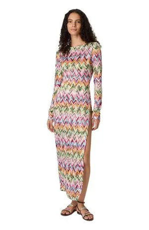 Missoni Long-Sleeved Dress With Lace And Zigzag Motif Multicoloured