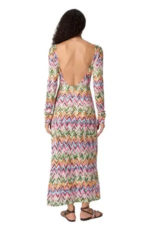Missoni Long-sleeved Dress With Lace And Zigzag Motif - Multicoloured