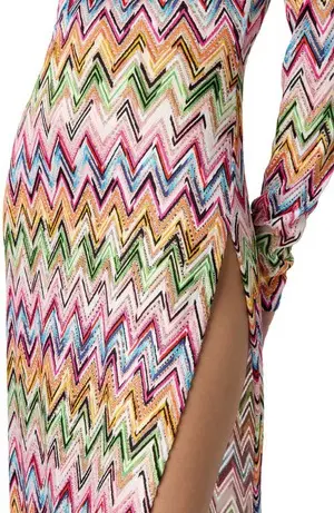 Missoni Long-sleeved Dress With Lace And Zigzag Motif - Multicoloured