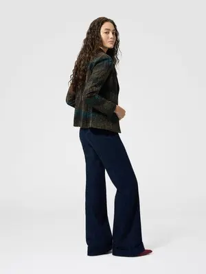 Missoni Flared Denim Trousers With Turn-up Hem And Center Crease - Navy