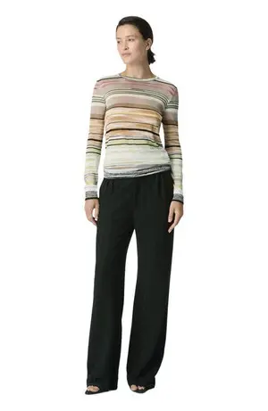 Missoni Striped Flame Viscose Crewneck Sweater - Green& Brown