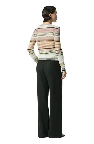 Missoni Striped Flame Viscose Crewneck Sweater - Green& Brown
