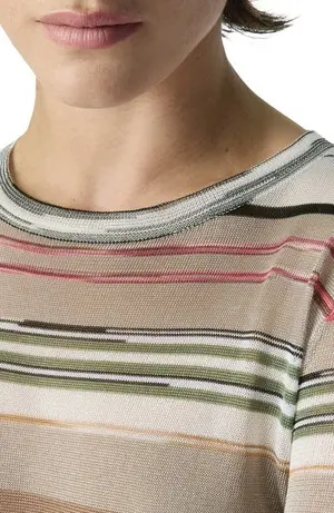 Missoni Striped Flame Viscose Crewneck Sweater - Green& Brown