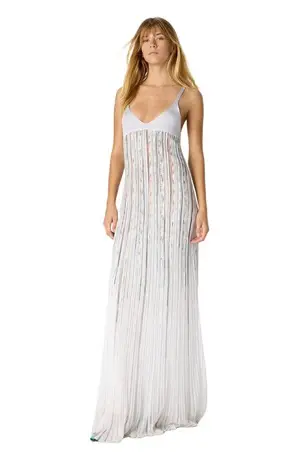 Missoni Sleeveless Maxi Dress In Space-dye Ribbed Knit - Multicoloured