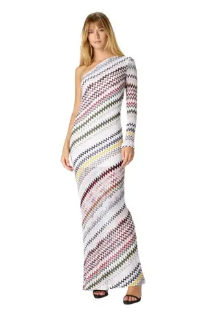 Missoni One-shoulder Long Dress In Viscose And Cotton - Multicoloured