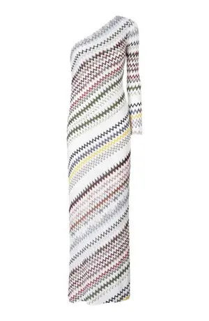 Missoni One-shoulder Long Dress In Viscose And Cotton