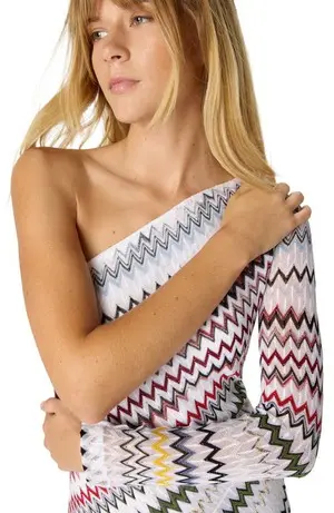 Missoni One-shoulder Long Dress In Viscose And Cotton