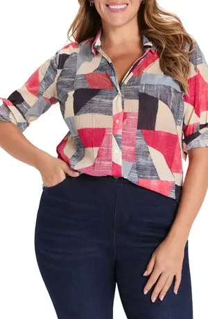NIC+ZOE Set Sail Crinkle Cotton Button-up Shirt