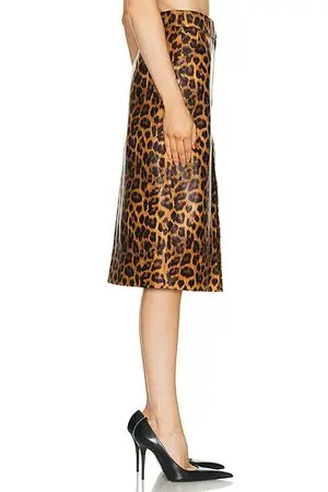 AEXAE Print Leather Maxi Skirt - Leopard