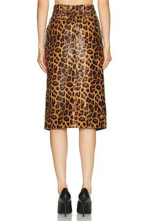 AEXAE Print Leather Maxi Skirt - Leopard