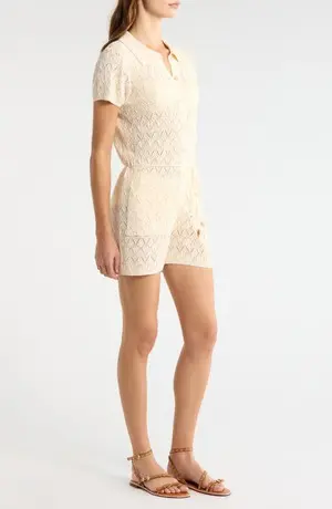 Elan Pointelle Knit Cover-up Romper