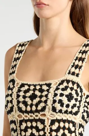 Elan Crochet Cover-up Dress - Black White Combo
