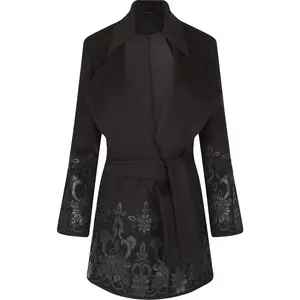 Anne Fontaine Wool Peacoat With Arabesque Embroidery