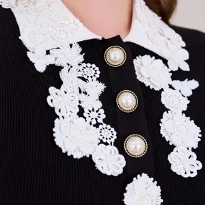 Anne Fontaine Knit Dress With Applique And Pearl Buttons