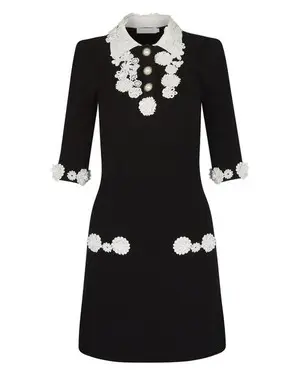 Anne Fontaine Knit Dress With Applique And Pearl Buttons