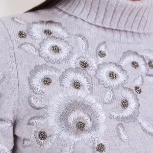 Anne Fontaine Aubade Floral Appliqué Turtleneck
