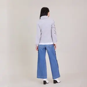 Anne Fontaine Aubade Floral Appliqué Turtleneck