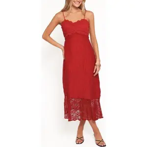 PETAL & PUP Lace Sleeveless Maxi Dress - Red