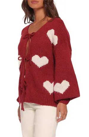PETAL & PUP Hearts Tie-front Cardigan