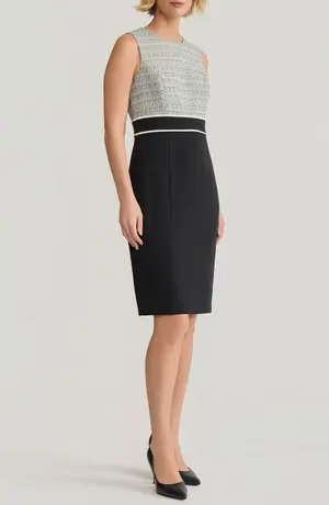 KASPER Mixed Media Sheath Dress
