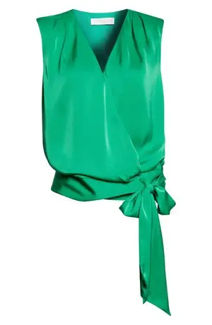 Ramy Brook Salina Sleeveless Satin Wrap Top