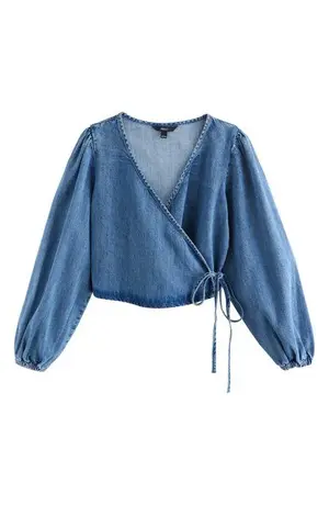 NEXT Denim Wrap Top
