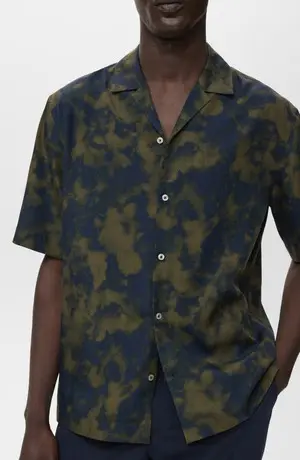 Mango Fluid Print Camp Shirt