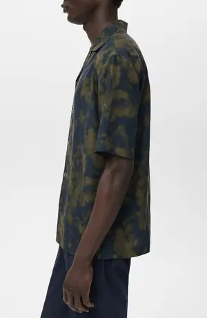 Mango Fluid Print Camp Shirt