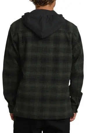 BILLABONG Plaid Hooded Cotton Flannel Button-up Shirt